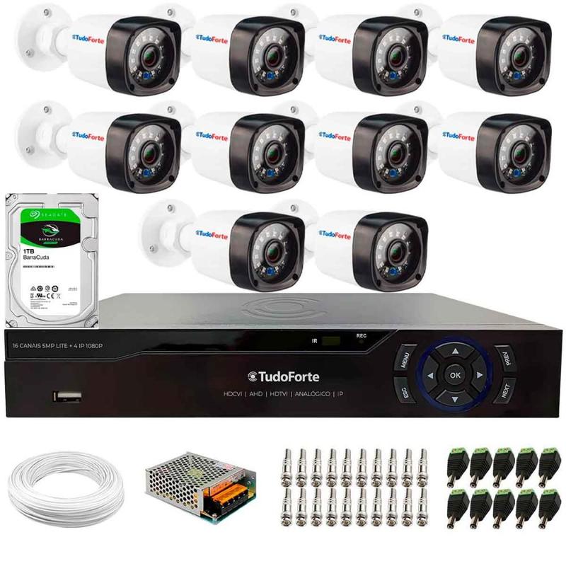 Kit 10 Câmeras Tudo Forte TF 1220 B Full HD 1080p Bullet com Visão ...