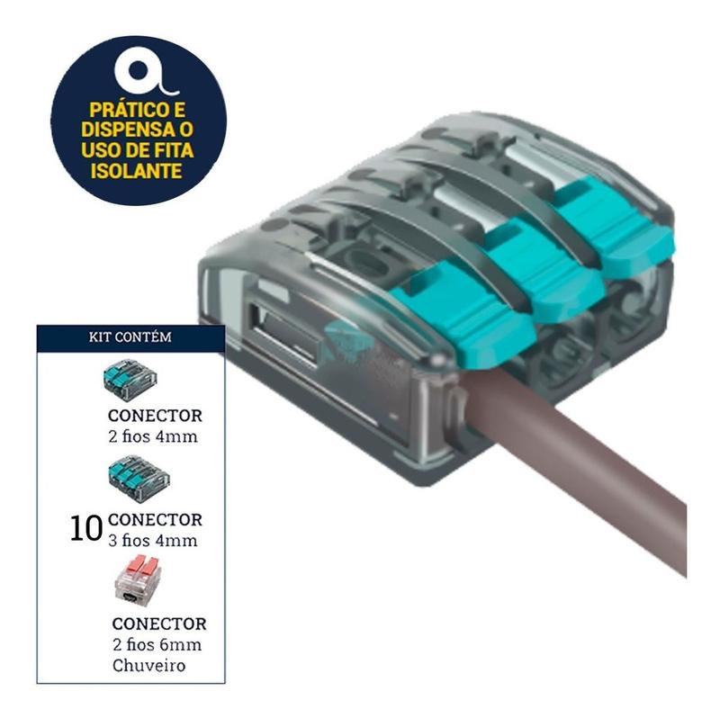 Kit 10 Conector Compacto/emenda Smart 3fios 4mm Smart Depot - Outros ...
