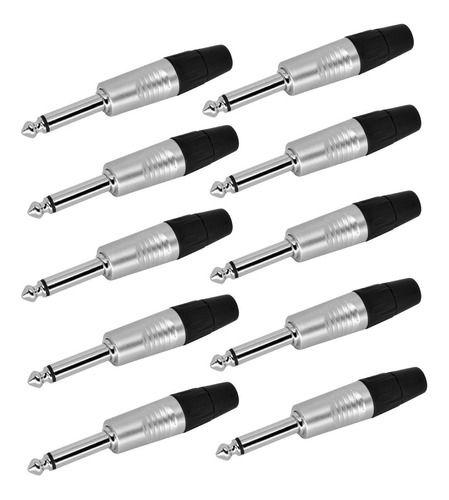 Kit 10 Conector Plug P10 Mono Metálico Rp2c Rean Da Neutrik - Cabos de ...