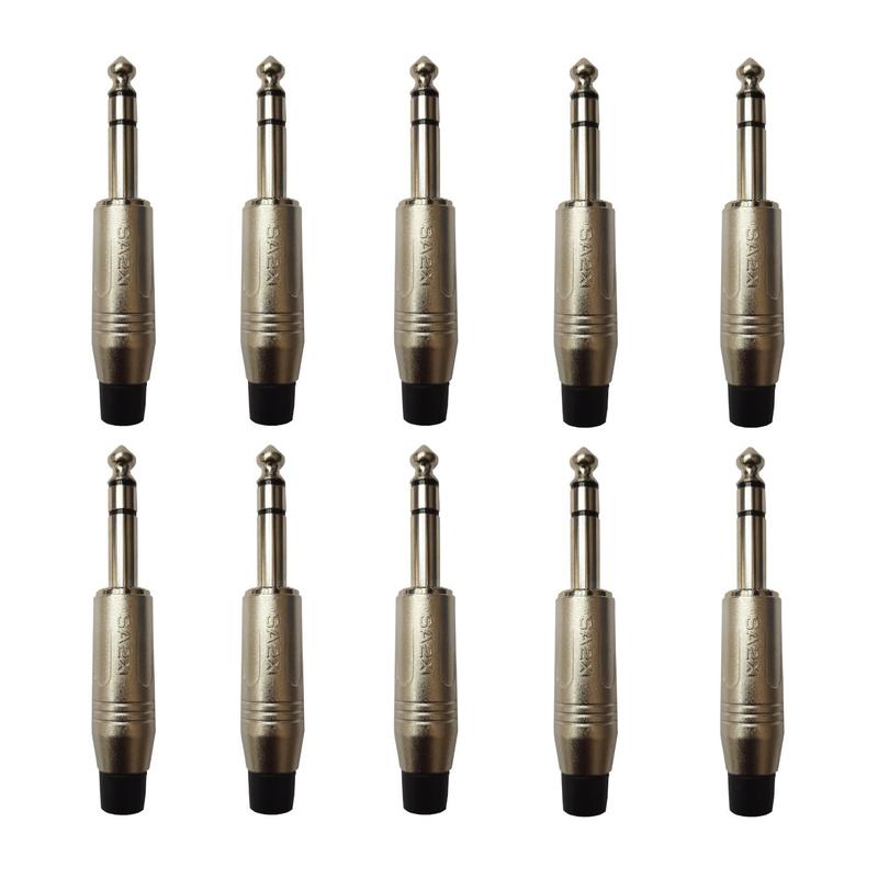 Kit 10 Conectores P10 Macho Estéreo Linha PLG SA2X - SANTO ANGELO ...