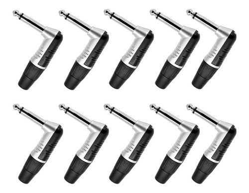 Kit 10 Conectores Plug P10 Angulado 90 Mono Metal Rp2rc Rean - Cabos de ...