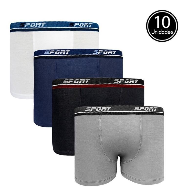 Kit 10 Cueca Boxer Premium de Viscose Fibra de Bambu SP95 - MEN - Cueca ...