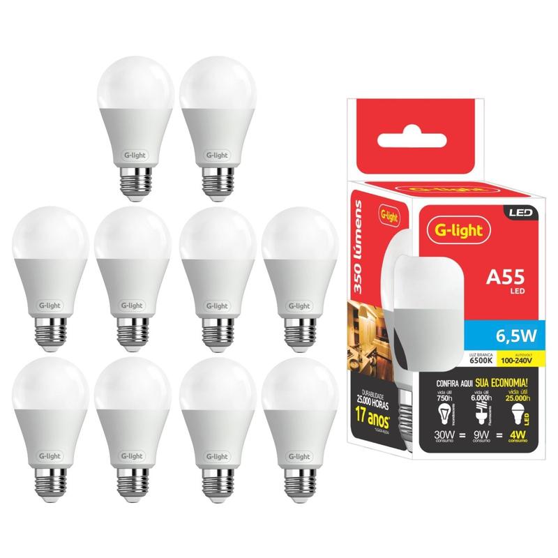 Kit 10 Lâmpadas Led Bulbo Para Iluminação Geral Confortável Aos Olhos 6 ...
