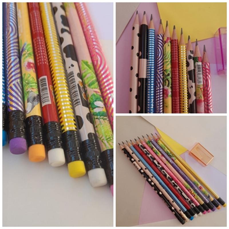 Kit: 10 Lápis Decorado Com Borracha Para Escrever Decoração Sortida ...