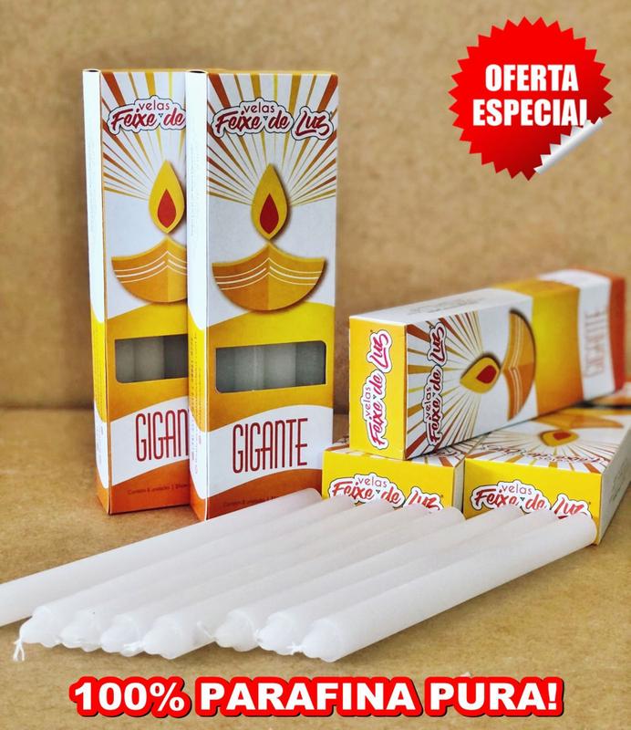 KIT 10 MAÇOS Vela GIGANTE 20cm / 35g BRANCA (Maço com 8 velas) - VELAS ...