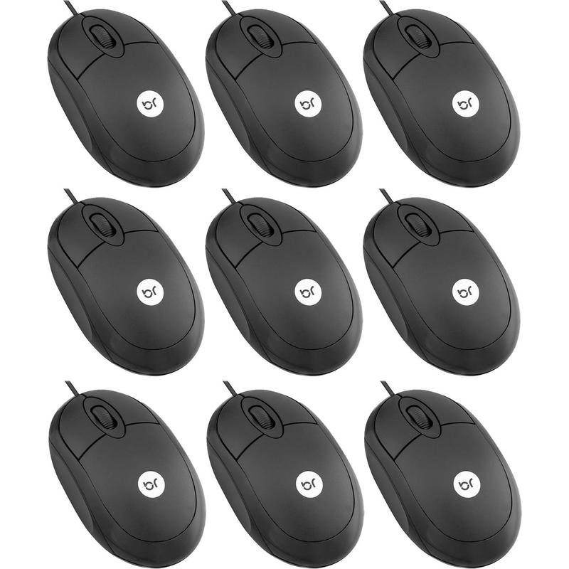 Kit 10 Mouse Com Fio Usb Preto Bright Notebook Computador PC - Mouse ...