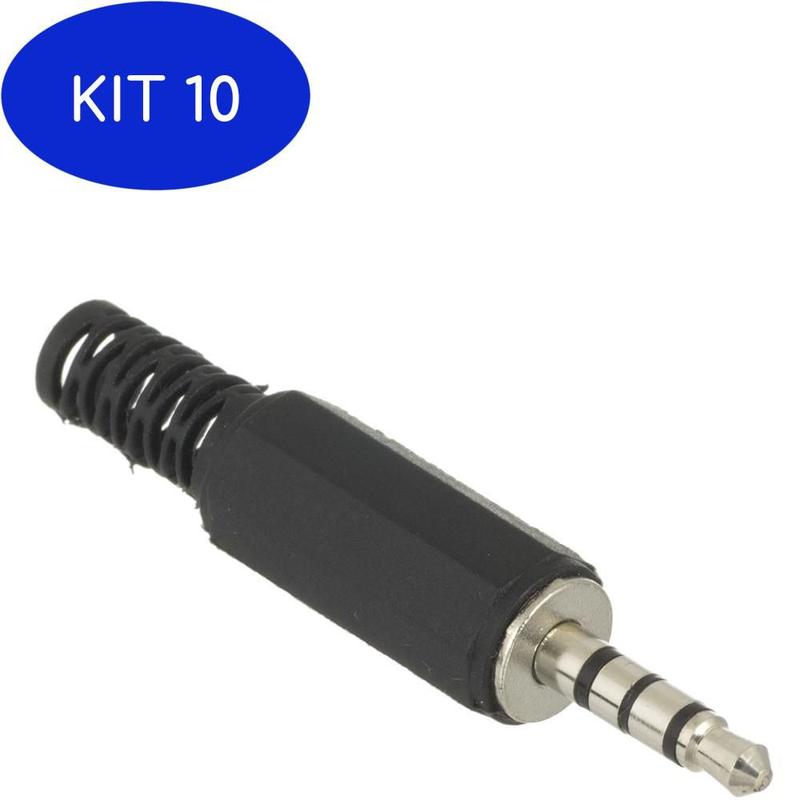 Kit 10 Plug P2 3,5Mm 3 Vias Estéreo 4C - Jc Cabos - Conectores ...