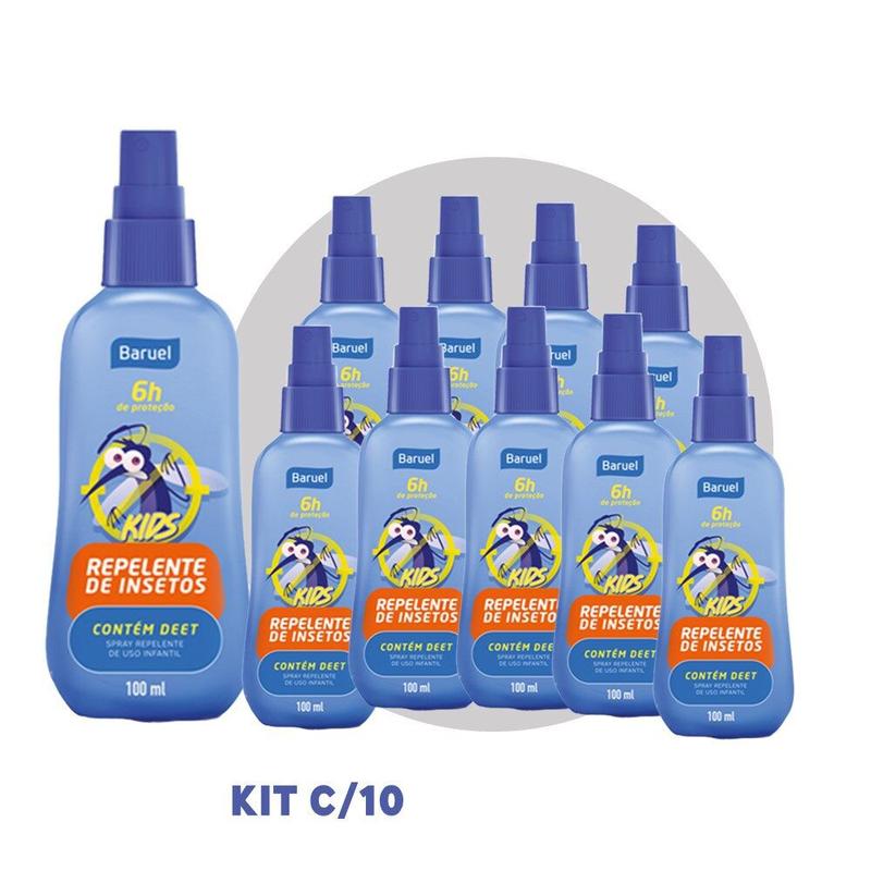Kit 10 Repelentes Spray Infantil Kids Mosquitos Baruel 100ml ...