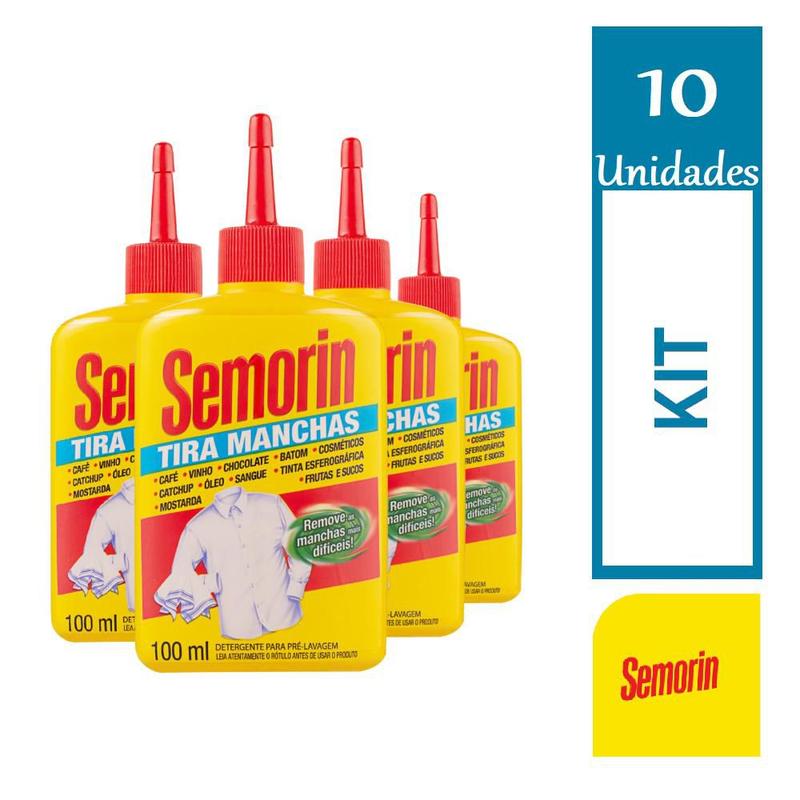 Kit 10 Semorin Detergente Pré-Lavagem Tira Manchas 100ml Cada - Tira ...