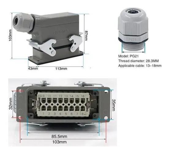 Kit 10 Tomada Elétrica 16 Pinos - Cabo Lateral - 16A - ENG Automação ...