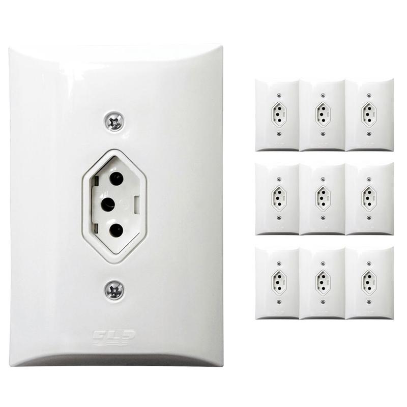 Kit 10 Tomada Simples 2p+t 20A Bivolt 127V e 250V Com Placa Espelho ...