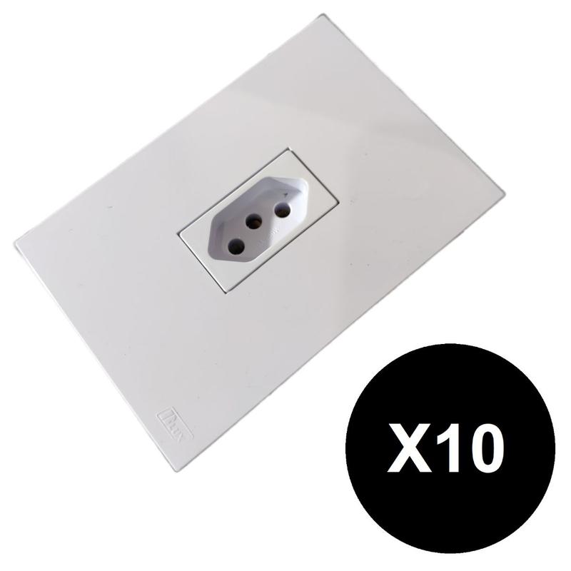 Kit 10 Tomada Simples Vertical 20A Blux Recta Branco Gloss - Tomadas ...