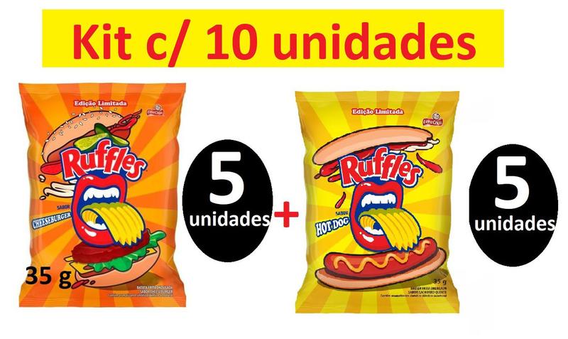 Kit 10 unidades Batata Ruffles Hot Dog E Cheeseburger 35g - ELma Chips ...