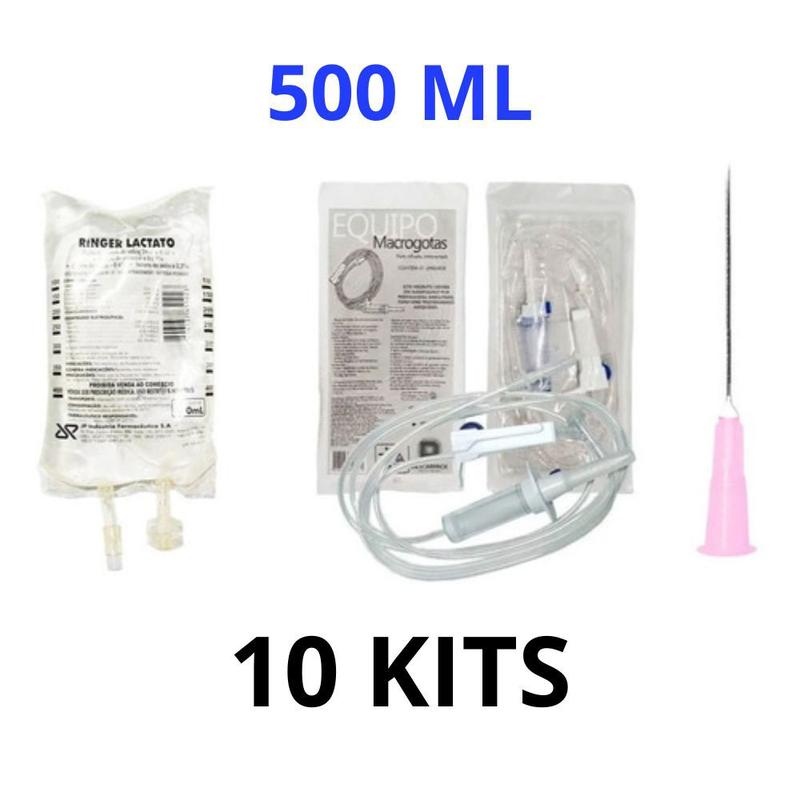 kit 10 UNIDADES RINGER LACTATO 250 ML JP 1 LITRO + equipo + agulha ...