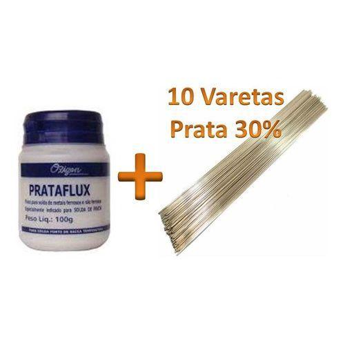 Kit 10 Varetas Solda Prata 30% + 01 Fluxo Solda Prata 100grs - Ferro de ...
