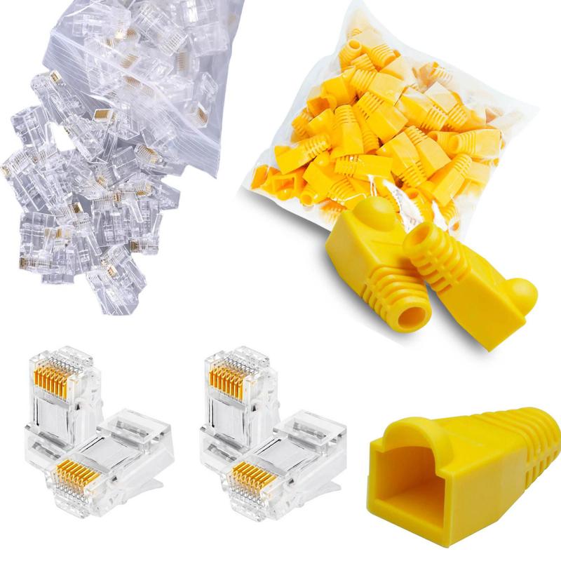 Kit 100 Capa Rj45 + Conector Rj45 Blindado Utp Cat5 Cabo De Rede ...