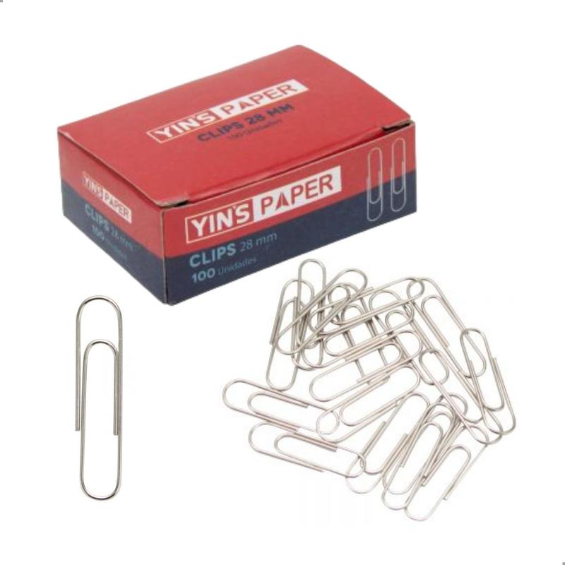 Kit 100 Clips Papel Metal 33mm Inox Escola Casa Escritorio - Yins Paper ...