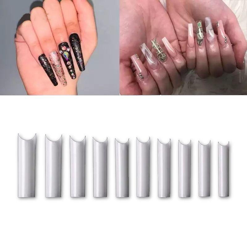 Kit 100 Tips Alongada Curvatura C Profissional Unha Nails - D&Z - Unha ...