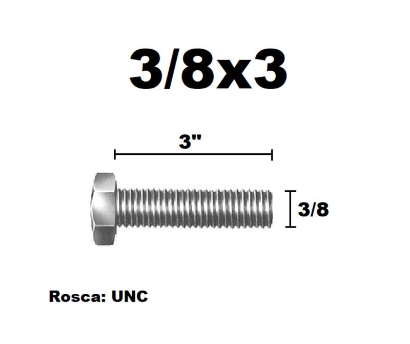Kit 100 Unidades Parafuso Sextavado 3/8x3 Rosca Inteira - new fix ...