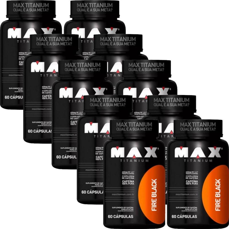 Kit 10x Fire Black C/60 Cáps 400mg Max Titanium - Termogênico ...