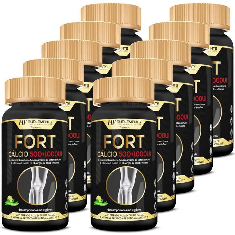 Kit 10X Fort Cálcio 500+1000Ui + Vitamina D3 60 Caps - HF Suplements ...