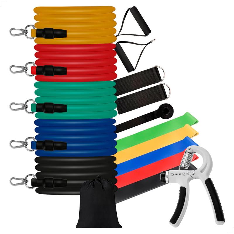 Kit 11 Extensor Elástico Treino + 5 Mini Band + Hand Grip ...