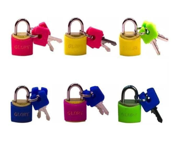Kit 12 Cadeado Pequeno 25Mm Cartela Cadeado Glory Colorido - Cadeados ...