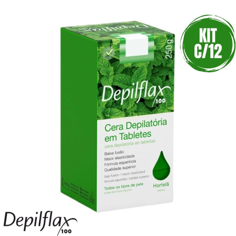 Kit 12 Cera Quente Depilação Elástica Hortela Em Barras 250g Depilflax ...
