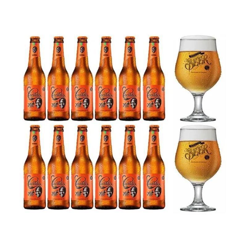 Kit 12 Cerveja Cacildis Long Neck 355Ml + 2 Taças Beer - Kit Cerveja ...