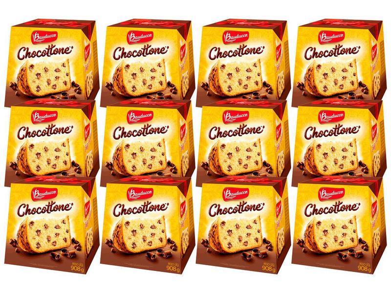 Kit 12 Chocottone Gotas de Chocolate Chocotone Bauducco 908g ...