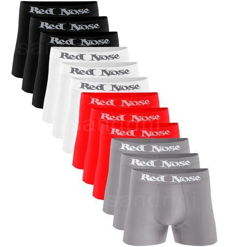Kit 12 Cuecas Red Nose Boxer Microfibra Sem Costura Original - Cueca ...
