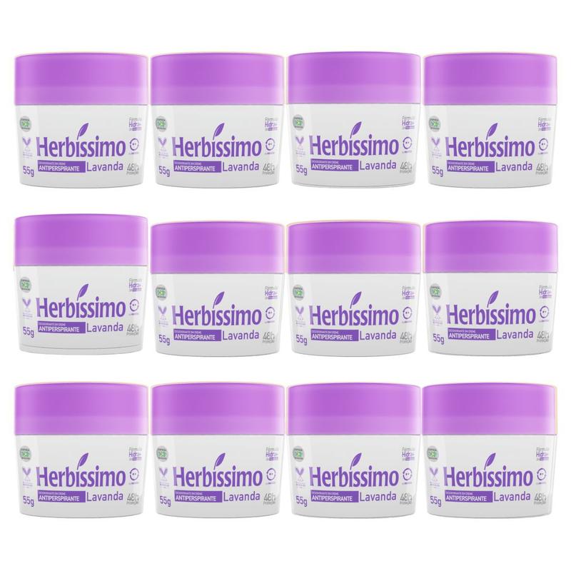 Kit 12 desodorante creme herbissimo lavanda antitranspirante 55g ...
