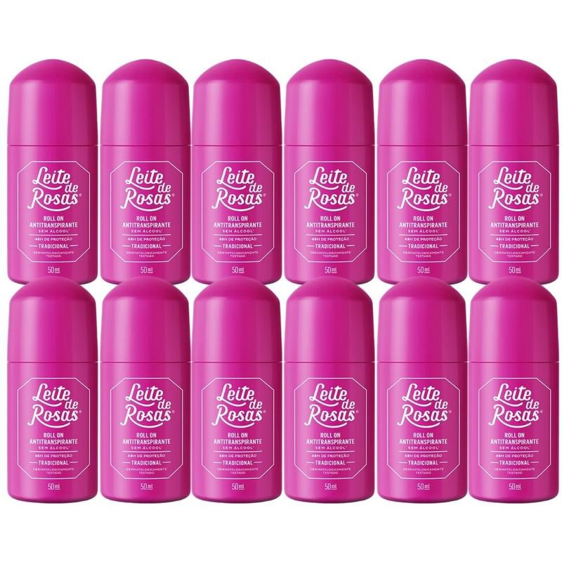 Kit 12 Desodorante Leite De Rosas Antitranspirante Rollon 48h ...