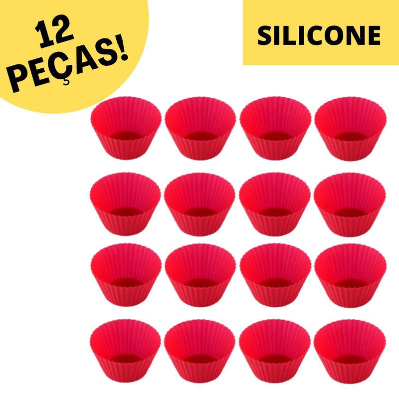 Kit 12 Formas Silicone Cupcake Forminhas Bolo Muffin Petit - Unyhome ...