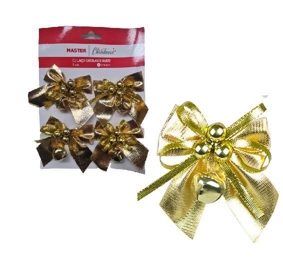 Kit 12 Laços Arvore de Natal Guizo Sino Sonoro Dourado Gold - Coal ...