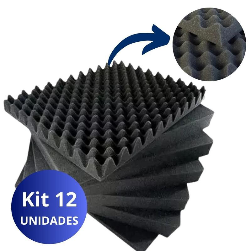Kit 12 Placas Isolante Acústico Anti Ruído Qualidade Premium - Armazém ...