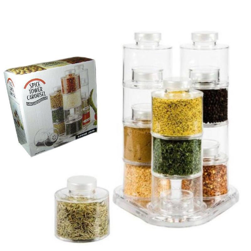 Kit 12 Potes Organizadores de Temperos e Condimentos em Acrílico ...