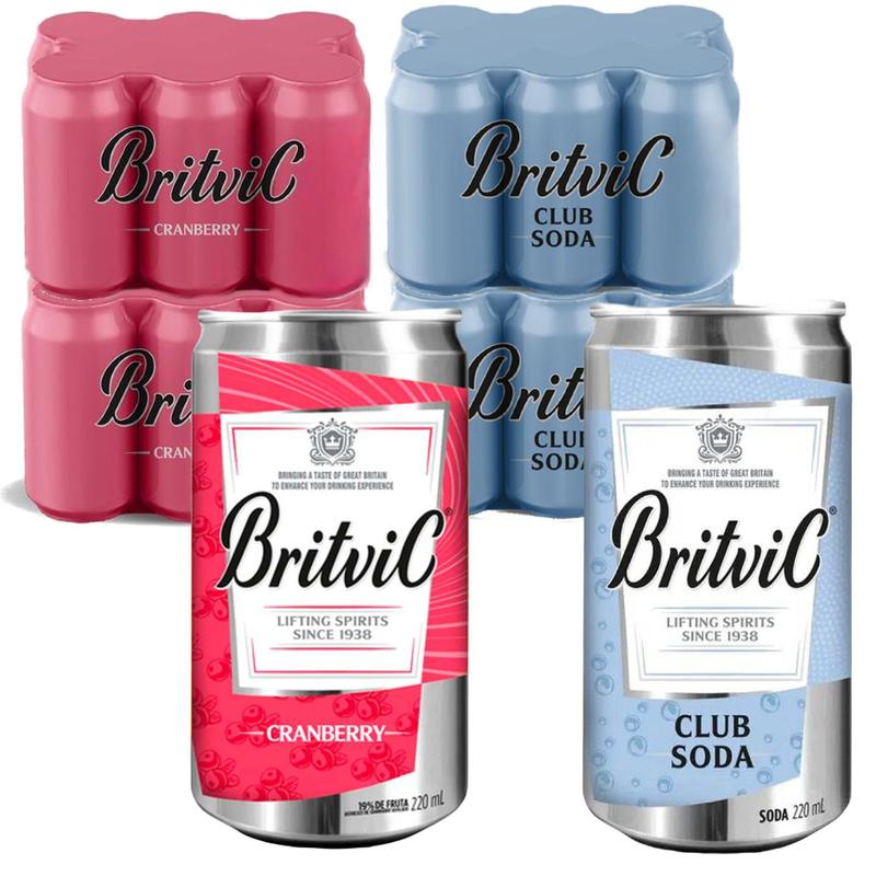 Kit 12 Refrigerante Cranberry e 12 Club Soda BRITVIC 220ml ...