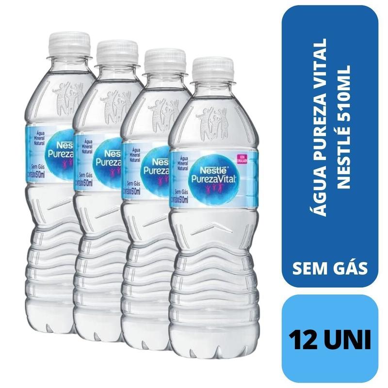 Kit 12 Un Agua Mineral Pureza Vital Nestle Sem Gas 510ml - Água Mineral ...