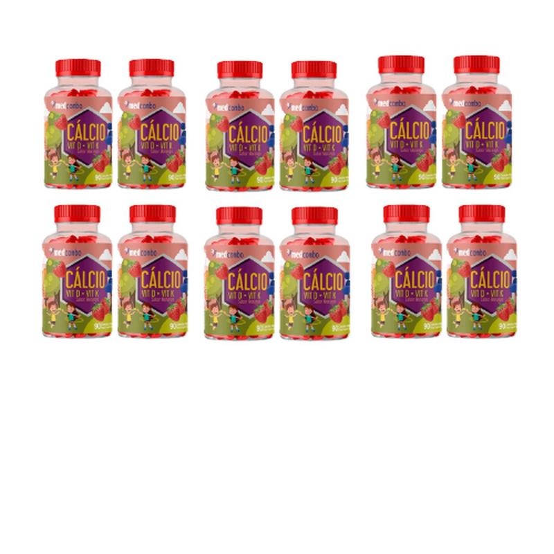 Kit 12 Und Cálcio Kids Com Vitamina D e K 600mg Capsulas Sabor Morango ...