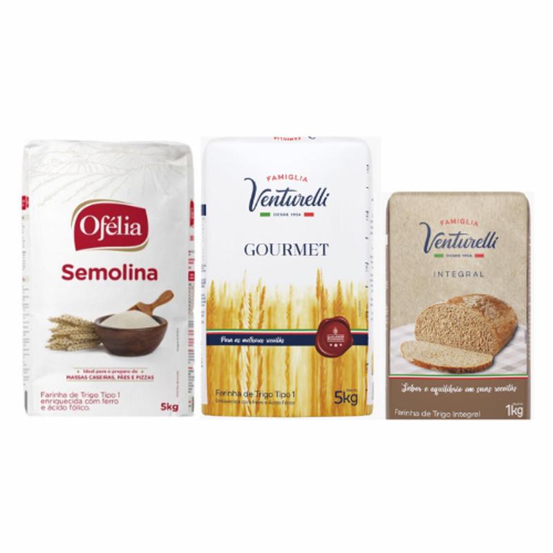 Kit 13 kg Farinhas de Trigo Semolina Ofélia, Venturelli Gourmet e ...
