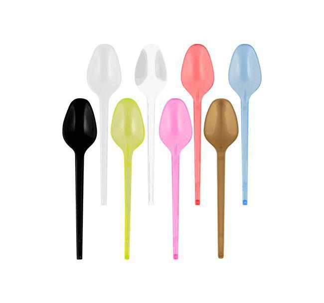 Kit 1400 Un. Mini Colher Descartável Neon Mista - Strawplast - Colher ...