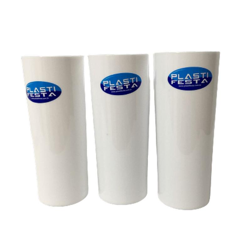 Kit 15 Copo Long Drink Branco Solido de Plastico Festa 320ml ...