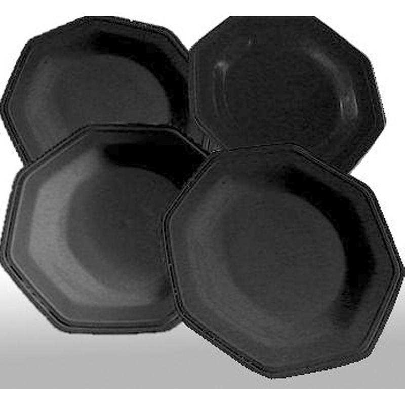 Kit 150 Pratos Plásticos Oitavados Pretos Duros - Utiliplas - Pratos ...