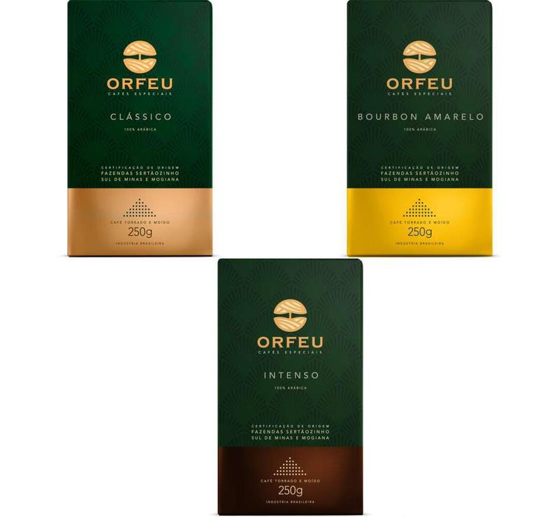 Kit 18pct C/250g Café Orfeu Moído Clássico+Intenso+Bourbon - Café ...
