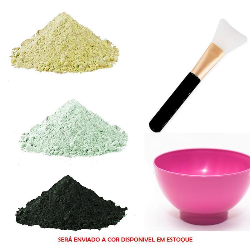 Kit 1Kg de Argila Limpeza Facial e Corporal + Pincel e Pote - Lullu ...