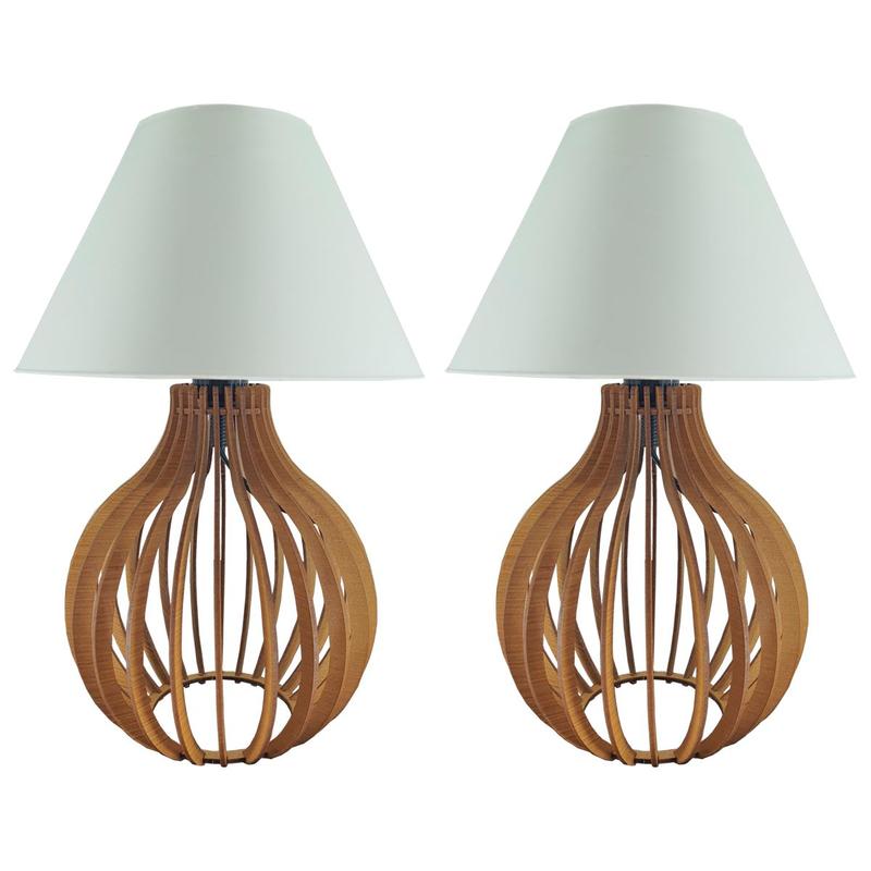 Kit 2 Abajures Bivolt De Madeira Rústico Moderno Para Quarto - Temshop ...