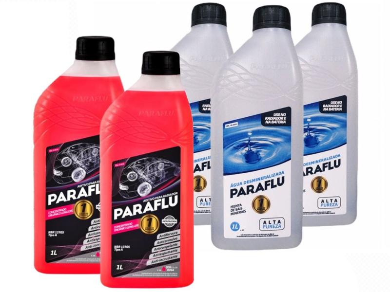 Kit 2 Aditivo Paraflu Concentrado Orgânico + 3 Água Desmineralizada ...