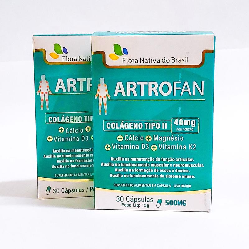 KIT 2 Artrofan Colágeno Tipo 2 30 Caps 500MG - Flora Nativa - Colágeno ...