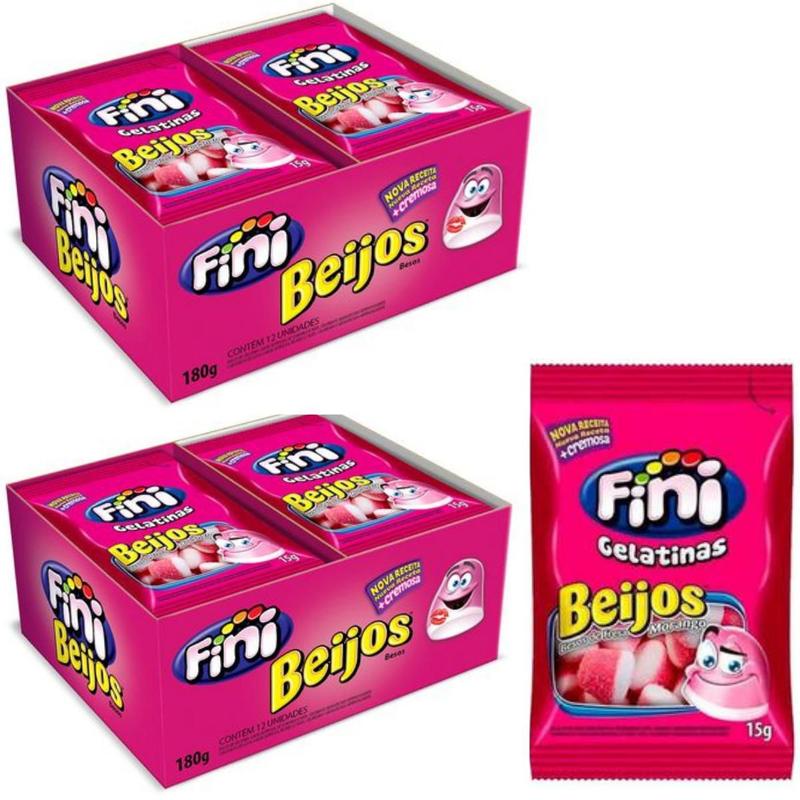 Kit 2 Bala Fini de Beijo Pacote C/12 Unids Cada Beijinhos - Balas ...